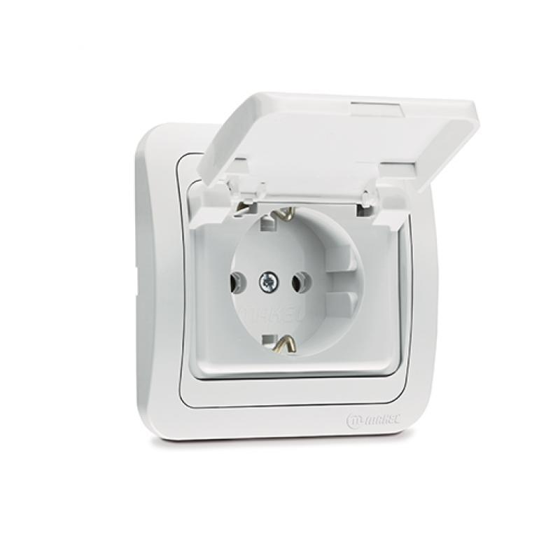 Makel Mimoza Πρίζα Σούκο με Καπάκι Βακελίτου Λευκή (12029) - Box360
